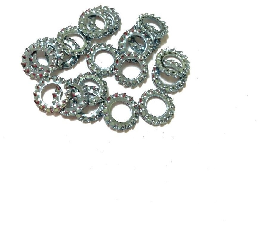 Шайба D10 стопорная DIN 6798 А, цинк (50шт)