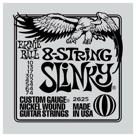 Ernie Ball 2625 струны для 8стр. эл. гитары Nickel Wound Slinky 8 (10-13-17-30-42-54-64-74)