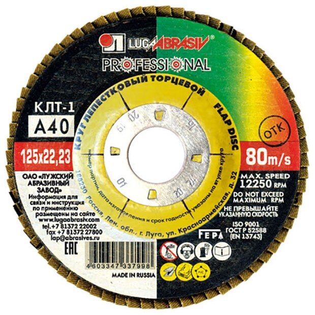 Круг тарельчатолепестковый Луга Ф125х22 зерно 40 (1 шт)