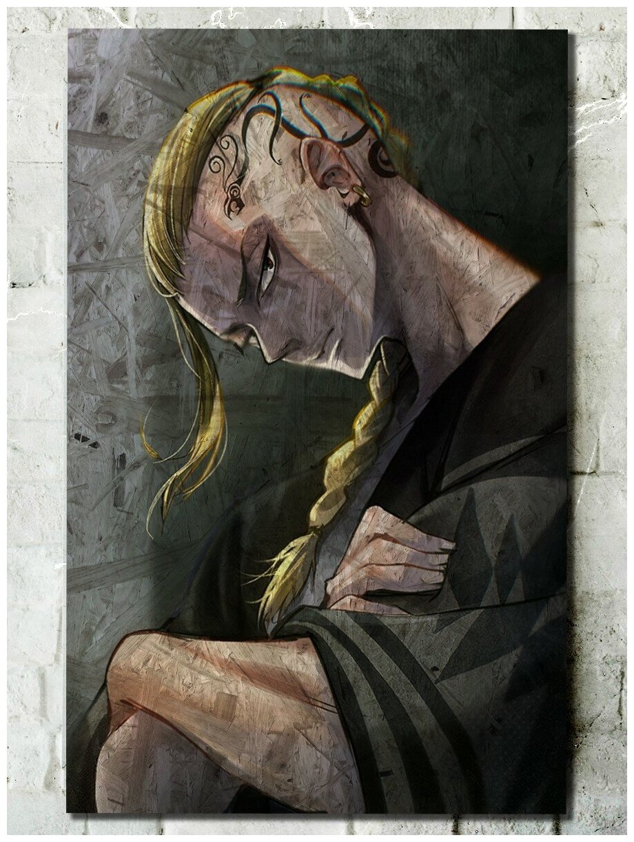 Картина интерьерная на рельефной доске аниме Токийские мстители (Манджиро, Кен, Баджи, Казутора) - 8266 В