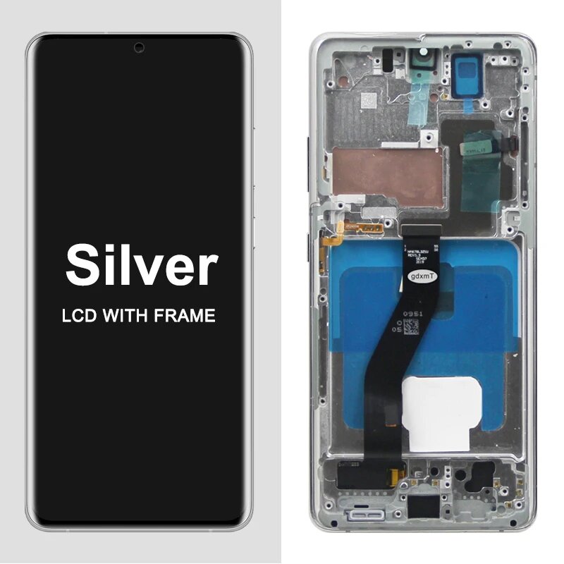 AMOLED S21 Ultra Screen в сборе для Samsung Galaxy S21 Ultra 5G G998B G998B/DS With Silver Frame