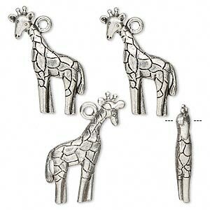 Подвеска, 23х11мм, жираф, базовый материал - оловянный сплав, под серебро, 1 шт.