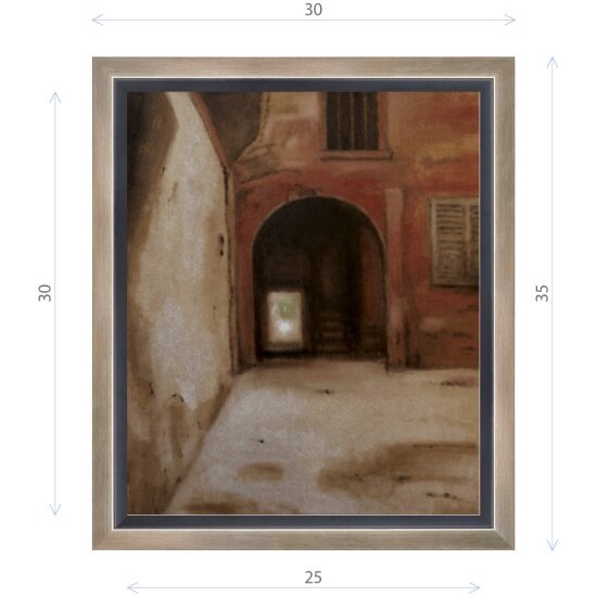 Картина Декор Депо Константина Малютина Итальянский дворик Матовый холст в раме 35х30 см