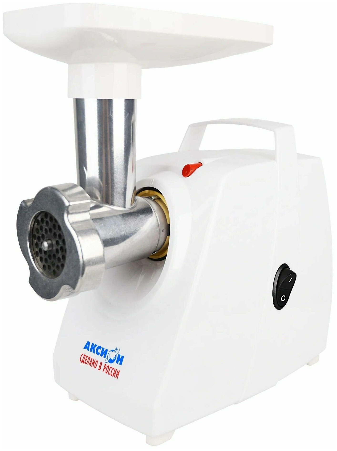 Мясорубка Аксион М 34.01, белый, 1500 Вт, 1.7 кг/мин, отсек для сетевого шнура и хранения насадок