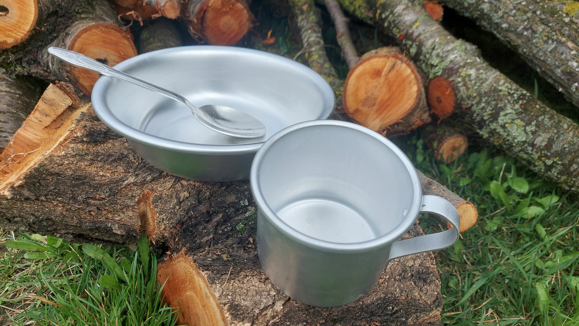 Кружка, тарелка, ложка из алюминия / Посуда туристическая, походная/ Набор посуды для туризма, охоты, рыбалки