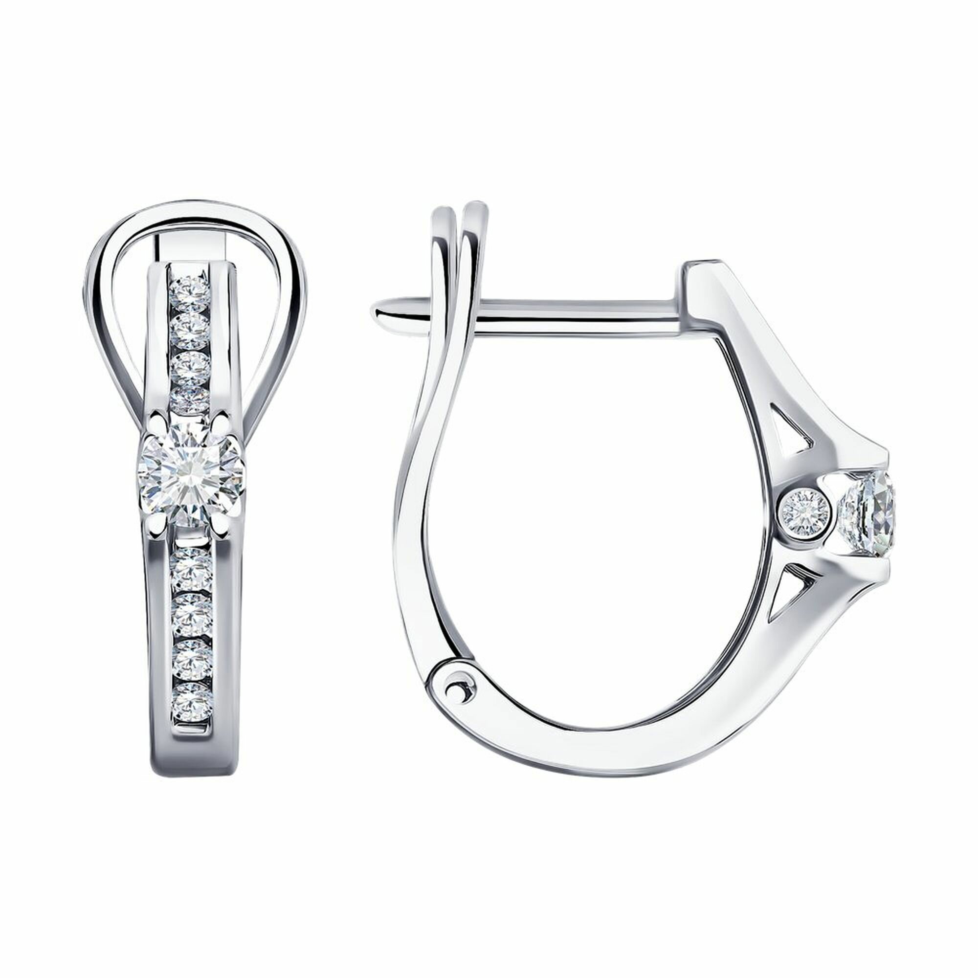 Серьги, белое золото, 585 проба, бриллиант