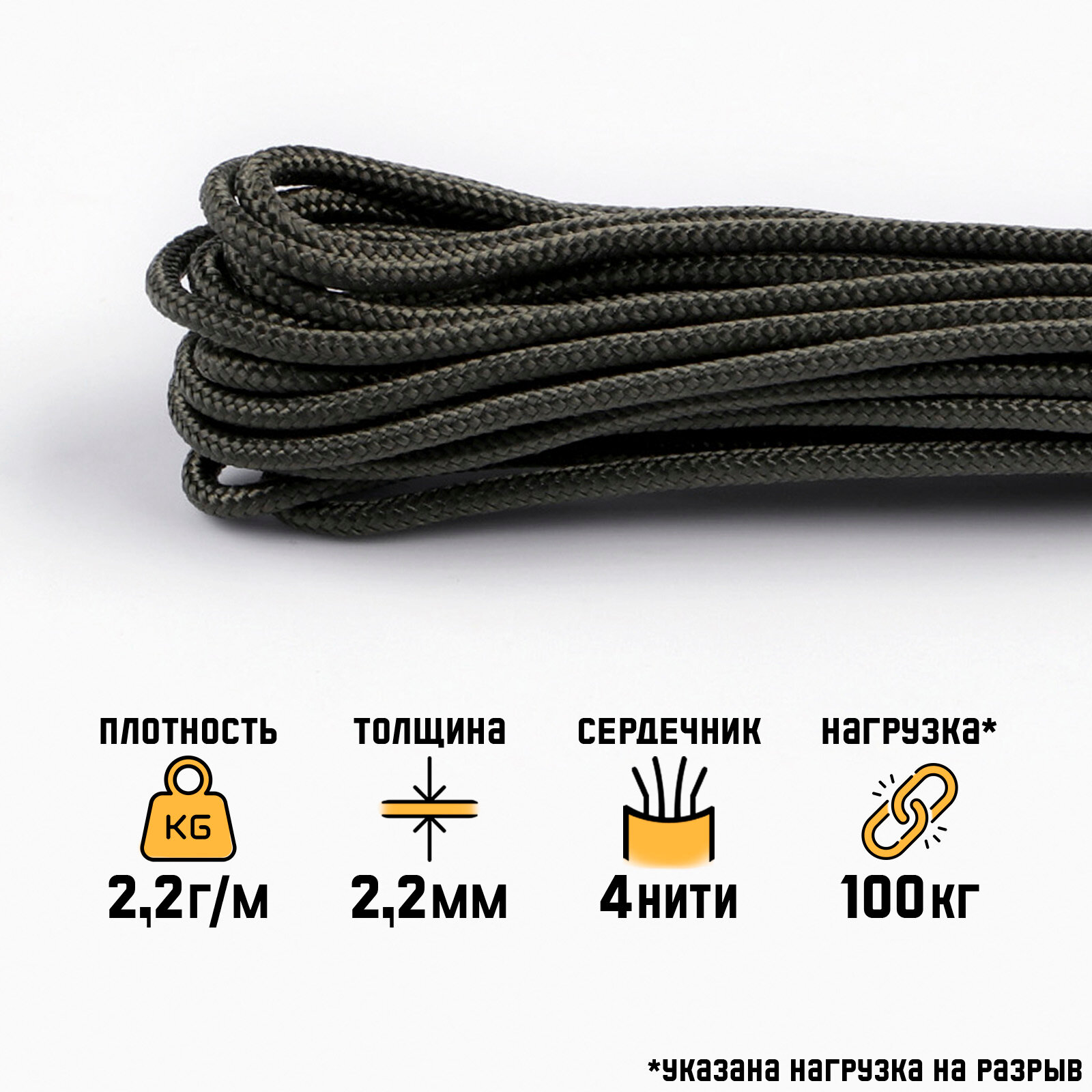 Паракорд 275 «Мастер К», d=2.2 мм, 10 м, нейлон, олива