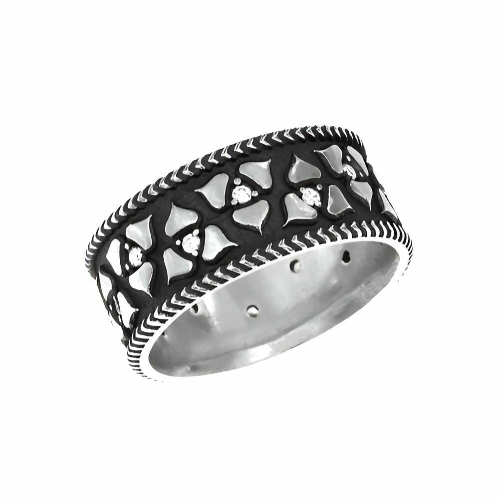 Кольцо, серебро, 925 проба, родирование, фианит