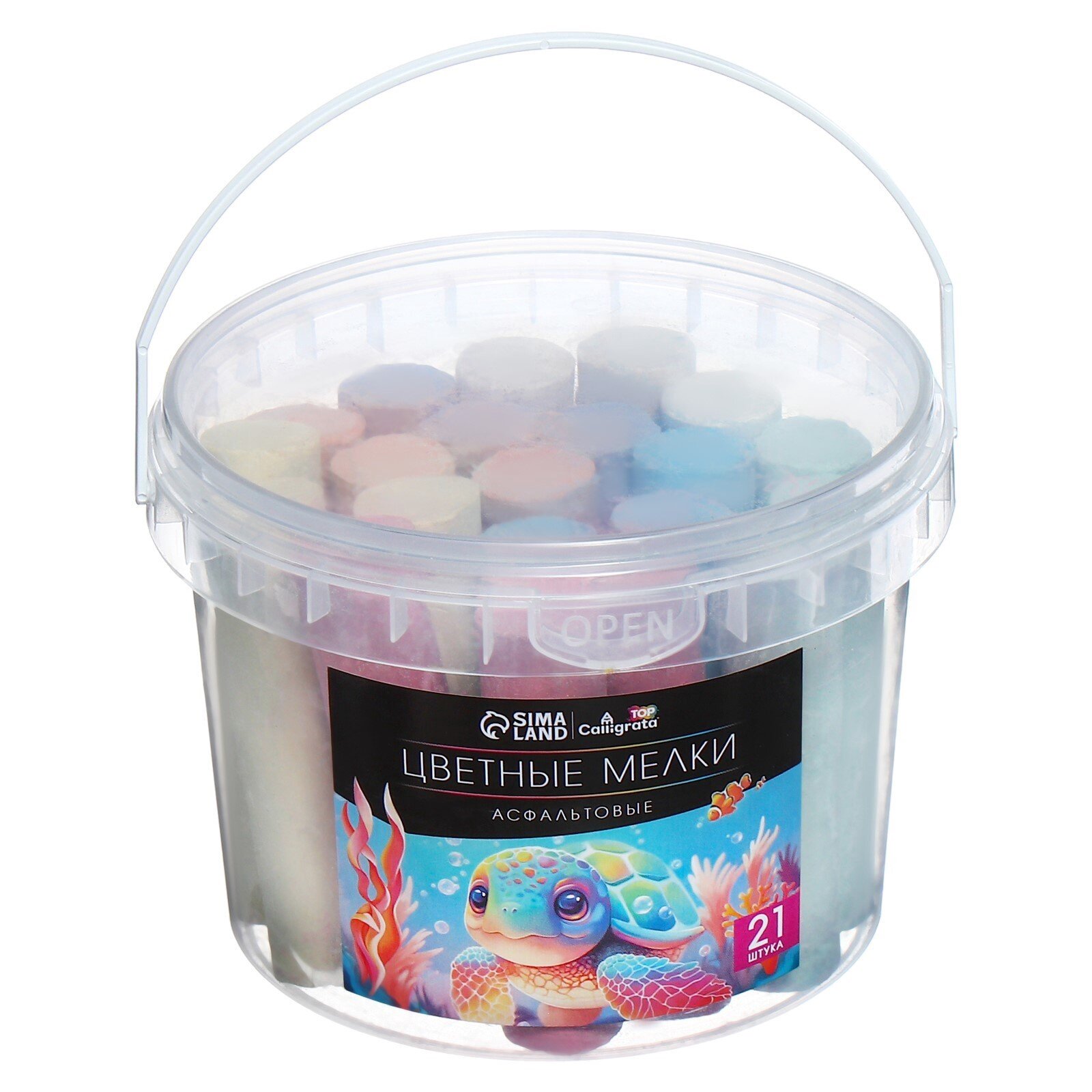 Мелки цветные для асфальта 21 штука, 7 цветов Calligrata TOP, цилиндр, 3344628