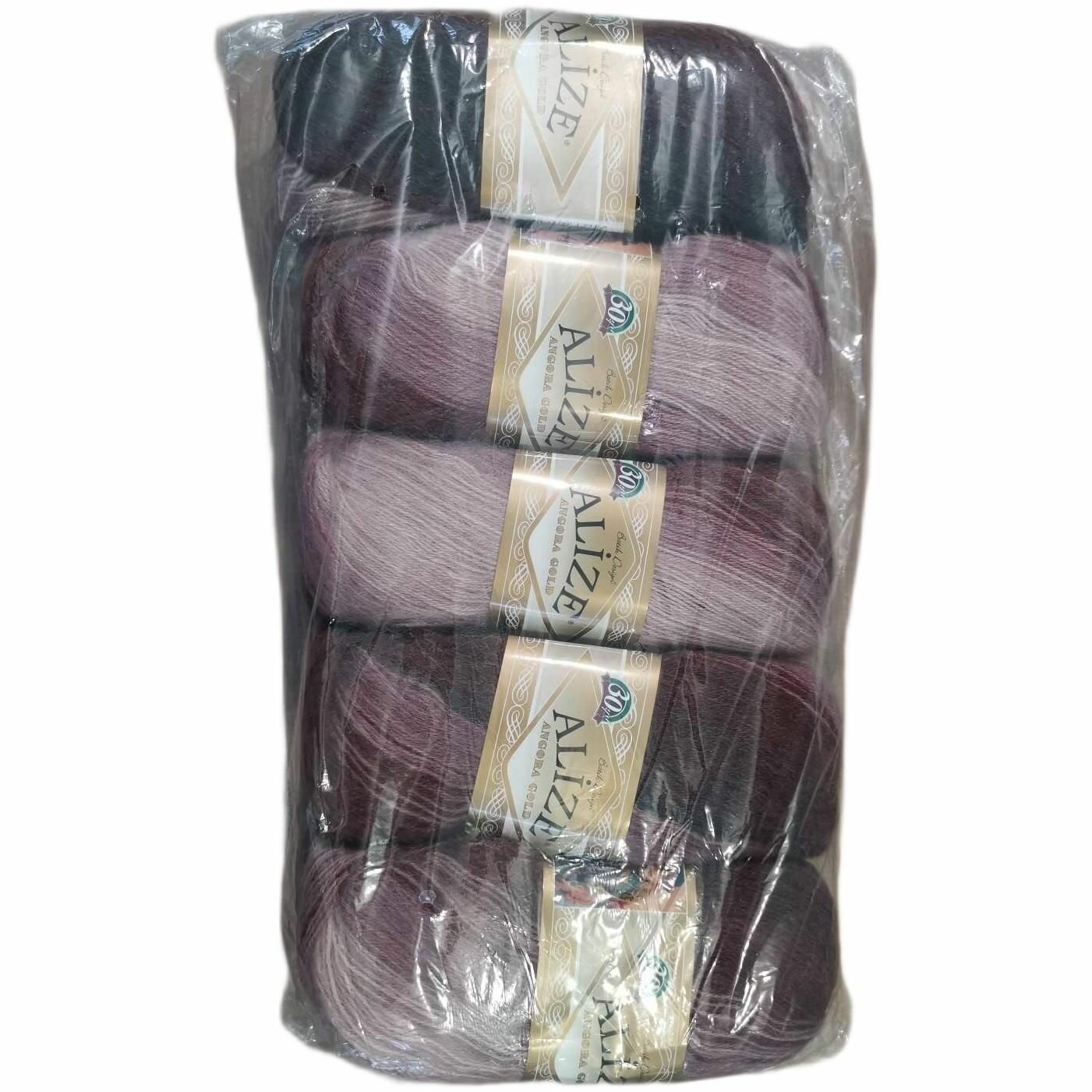 Пряжа Ангора голд батик alize Angora Gold batik упаковка 5 мотков 100 г. 550 м. 20% шерсть 80% акрил цвет 4841