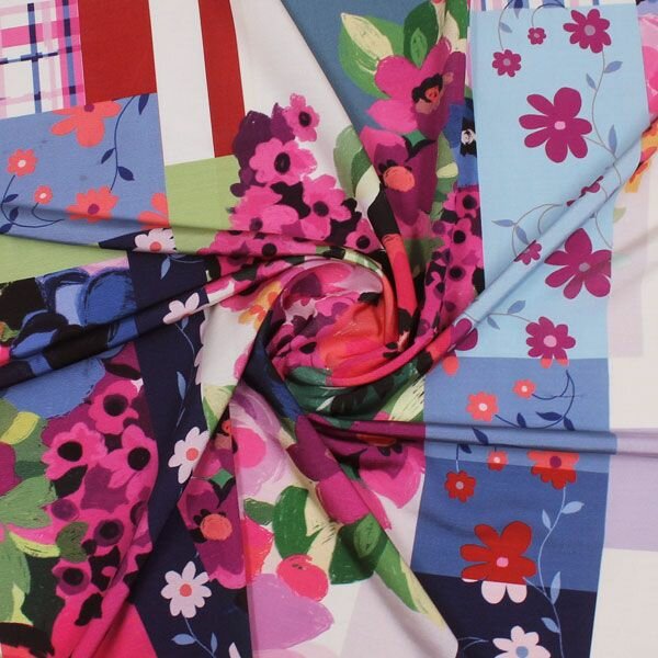 Трикотажная ткань, цветочный принт, 92%/8% вискоза/эластан, 3x1,35м