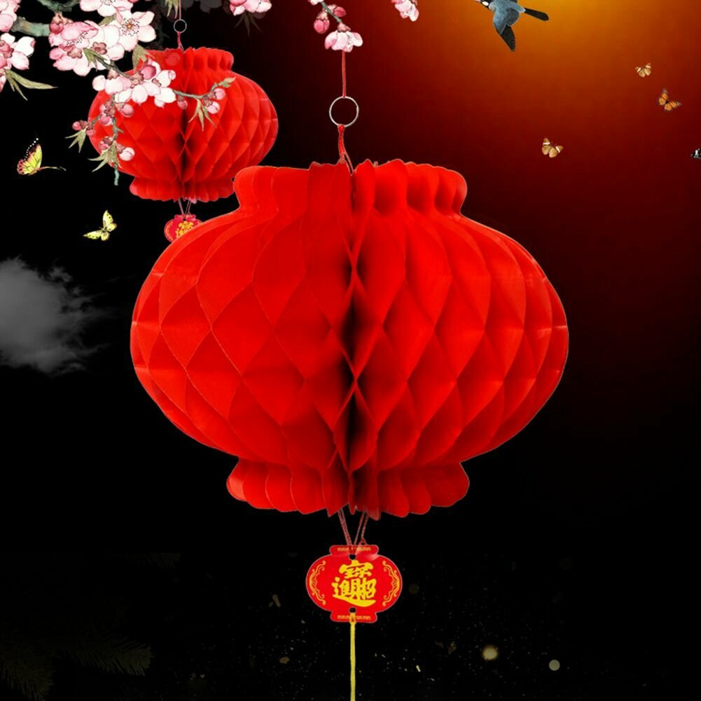 Фонарь декоративный красный для мероприятий, диаметр 16 см, 10 шт