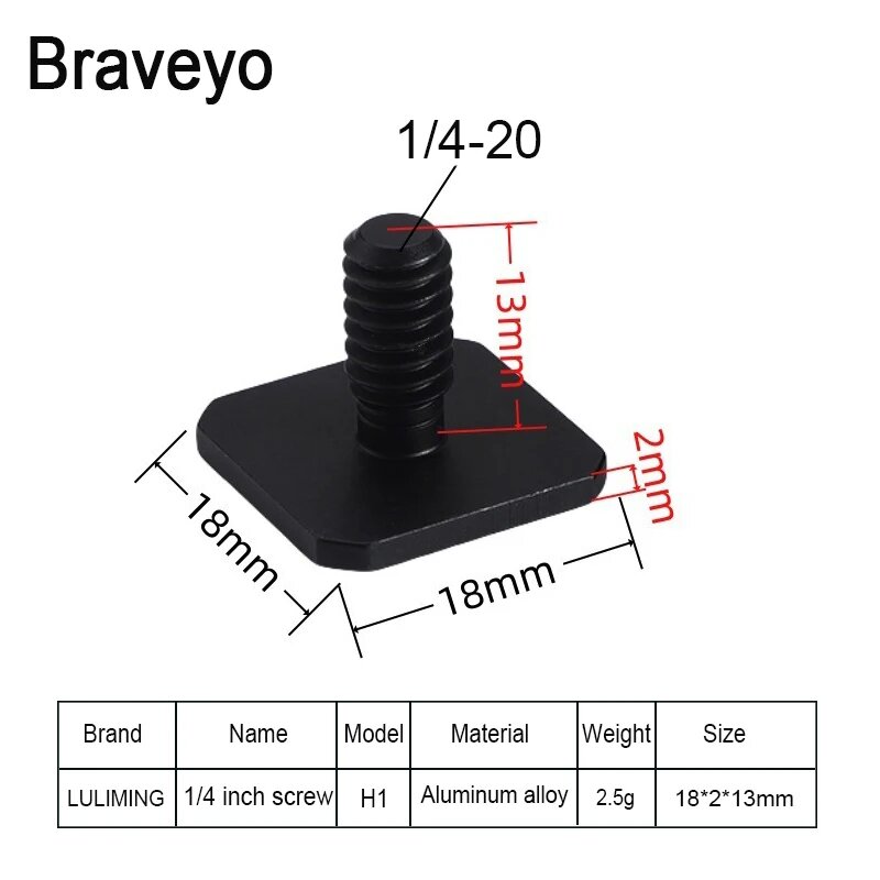 Винт 1/4-20 для горячего башмака, H1, 1pc