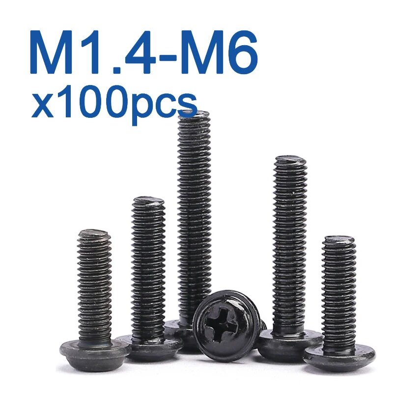 100 шт. черные фиксированные винты AZKD для материнской платы M1.4-M6 M3, 16mm x100pcs