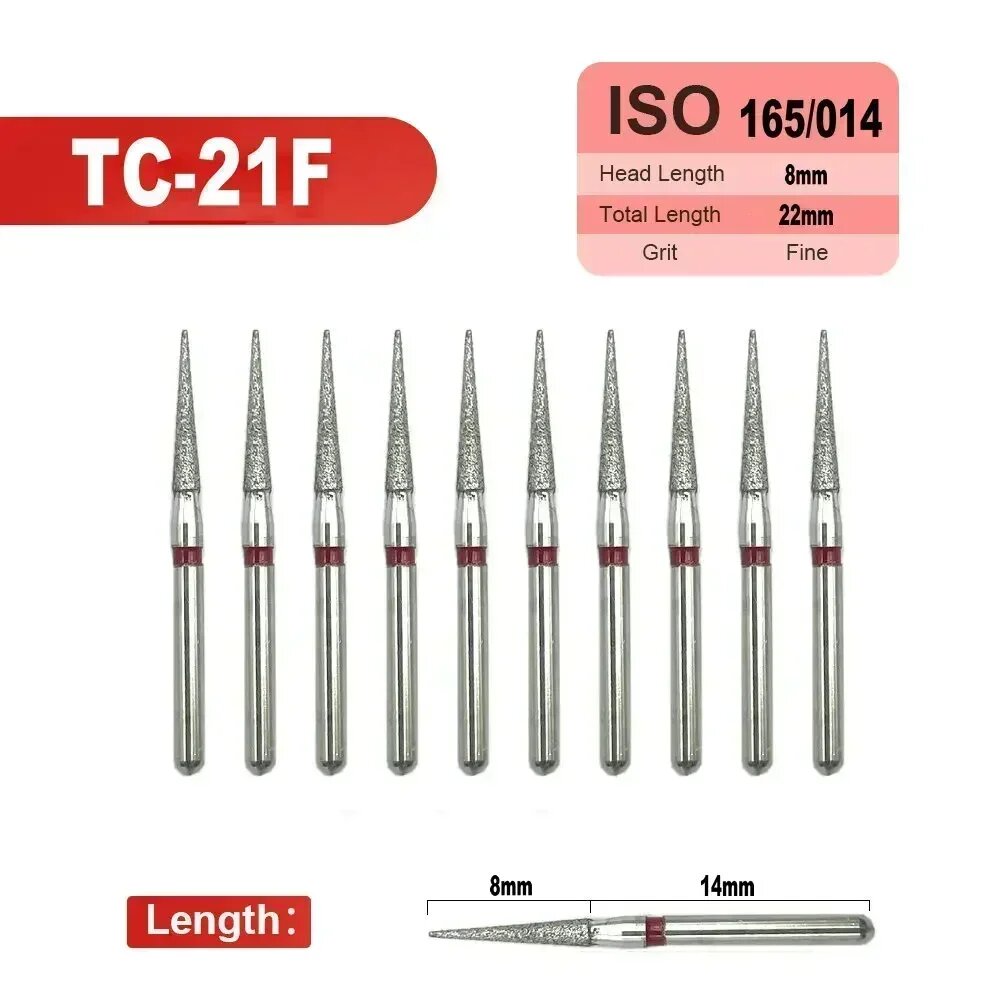 Алмазные боры TC-21F, ISO 165/014, Fine, 10 шт.