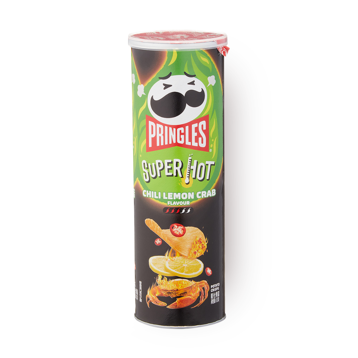 Чипсы Pringles Super Hot со вкусом краба, лимона и перца чили