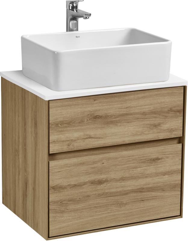 Тумба с раковиной AQUATON Либерти 60 со столешницей белый глянец, раковина Mila 35