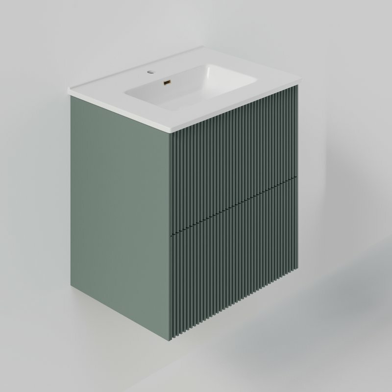 Тумба с раковиной La Fenice Terra Twin 60 подвесная, grigio, раковина Slim Line 60 см