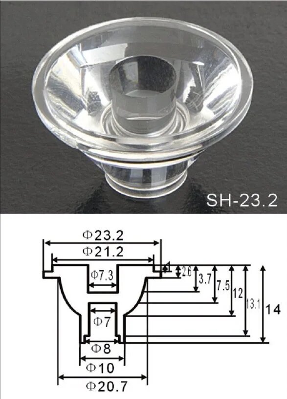 COB светодиодный фонарик, набор линз 23.2mm