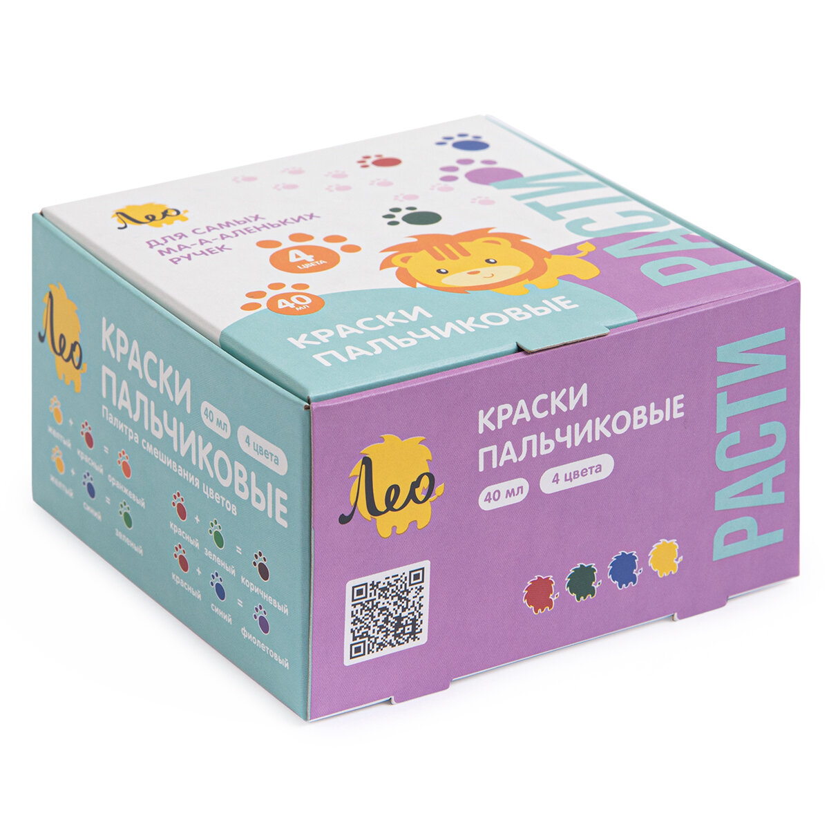 Лео Расти краска пальчиковая набор LGFP-0104-SA99 4 цвета по 40 мл для творчества