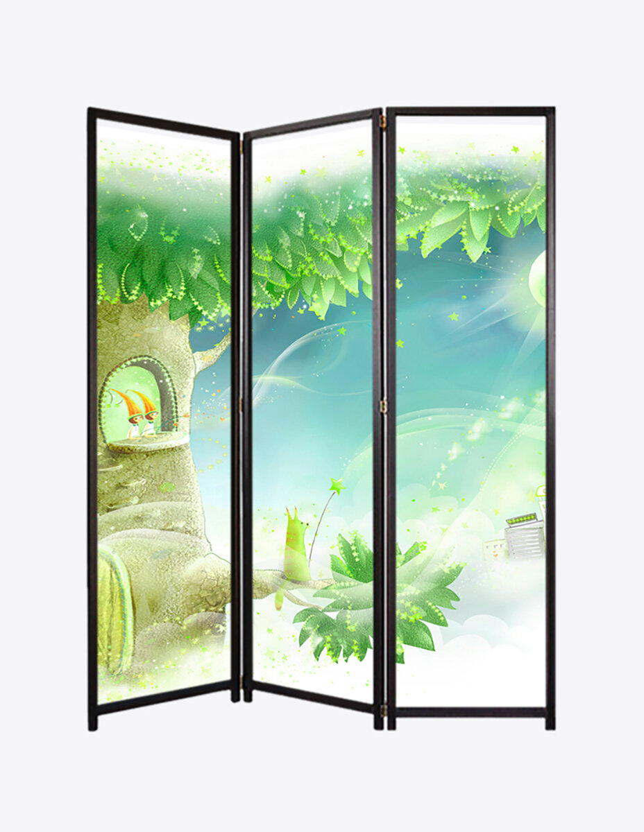 Ширма перегородка секционная складная iDeaLList "Феи", 3 створки, размер 180x150 см