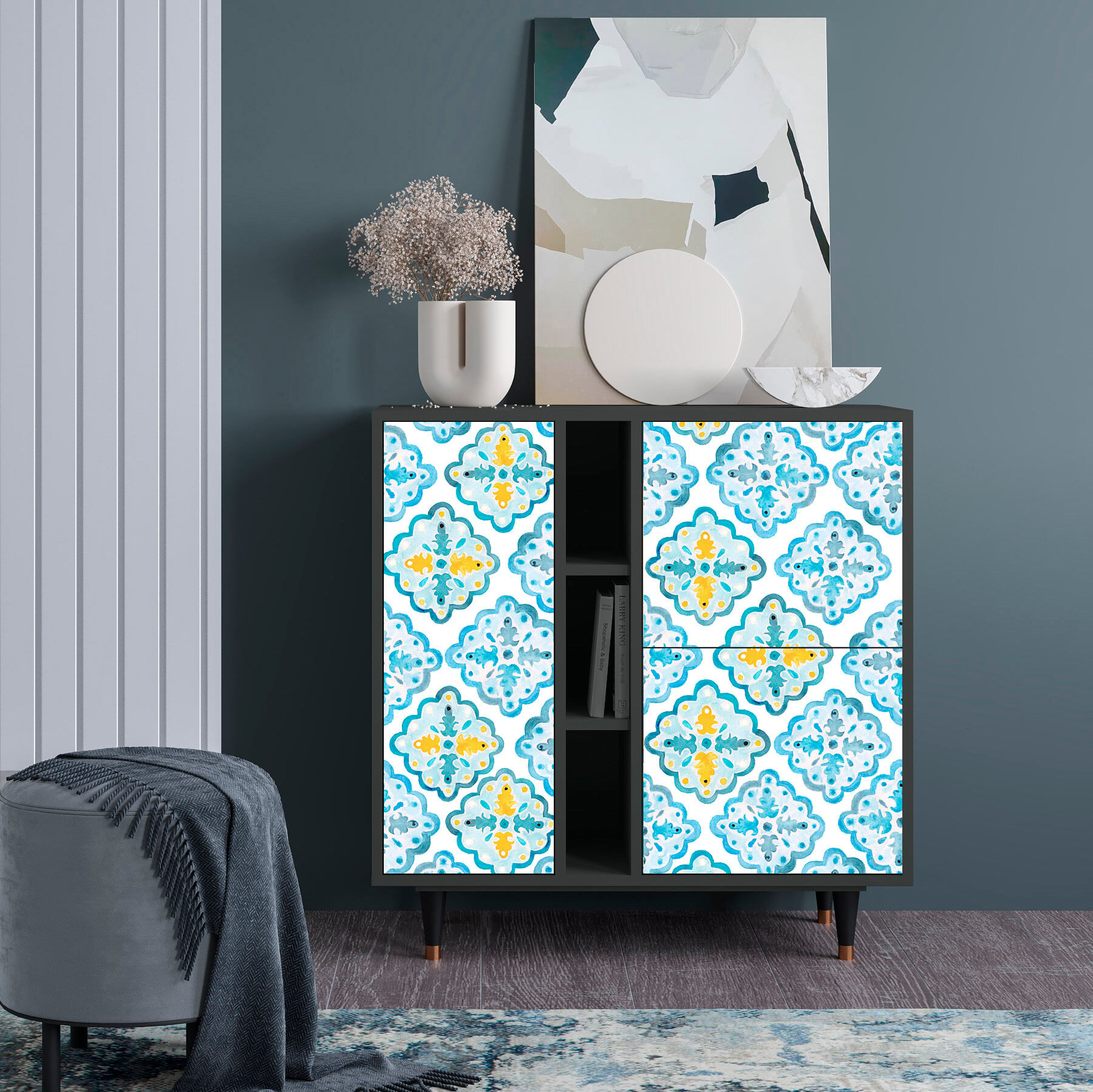 Комод - STORYZ - BS5 Portugese tiles, Размер - 94 x 96 x 41 см, Цвет корпуса - , Антрацит