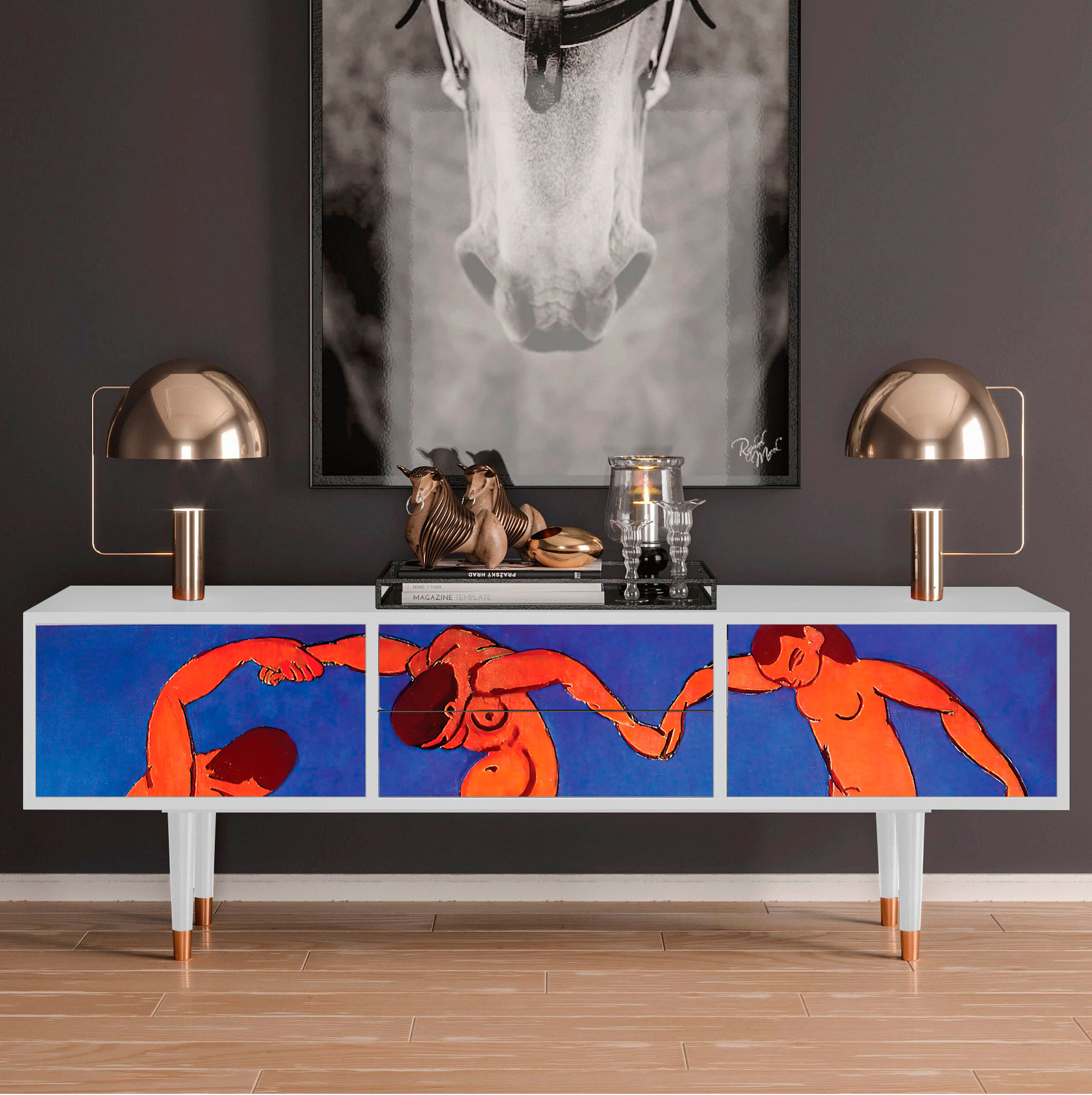 ТВ-Тумба - STORYZ - T4 The Dance by Henri Matisse , Размер - 170 x 59 x 48 см, Цвет корпуса - , Белый