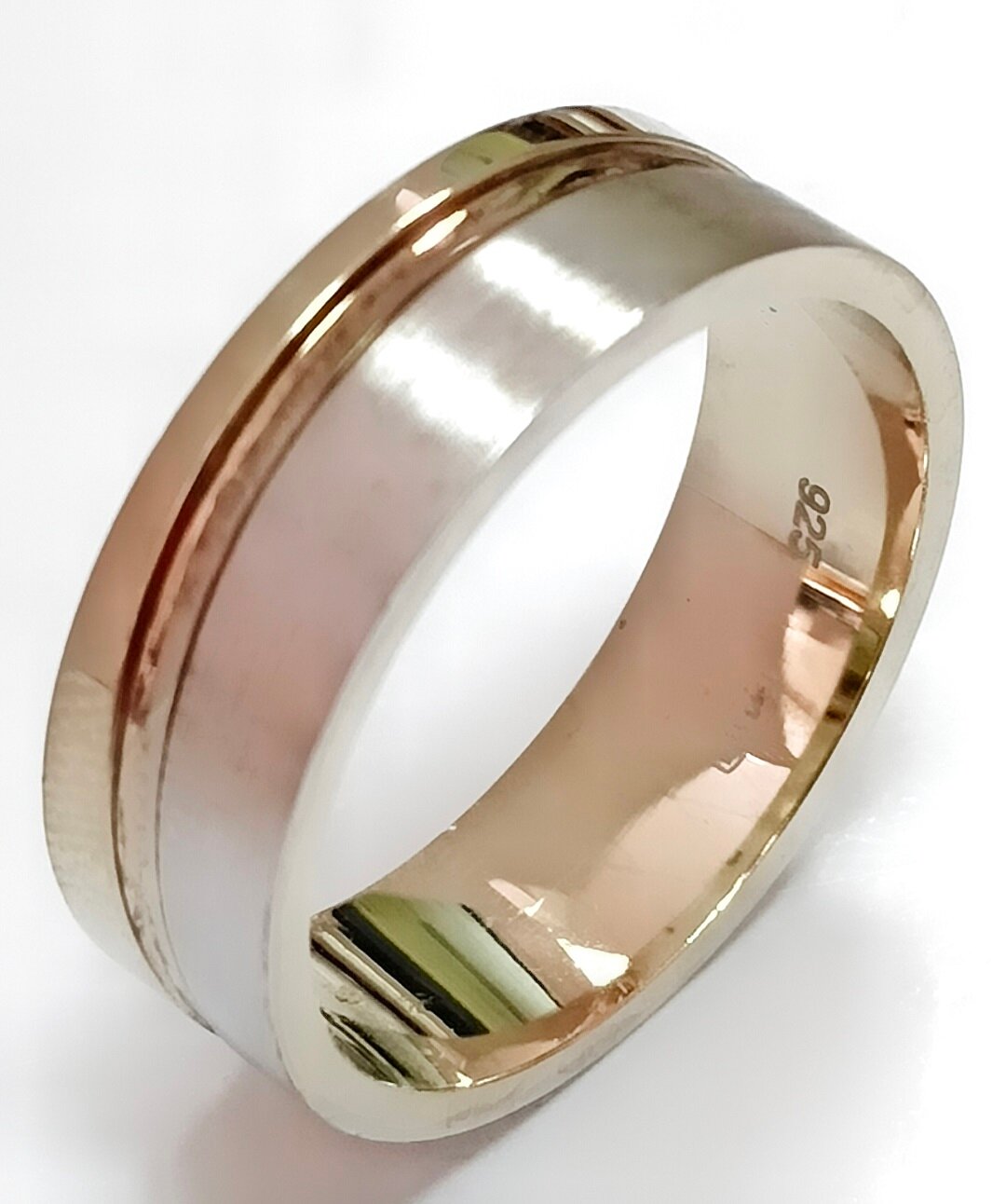 Кольцо широкое, серебро, 925 проба, родирование, золочение