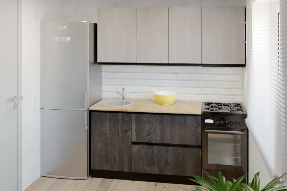 Кухонный гарнитур Герда Симфония макси 1800 мм, каркас ЛДСП, фасад ЛДСП, Венге/Бетон светлый/Бетон темный