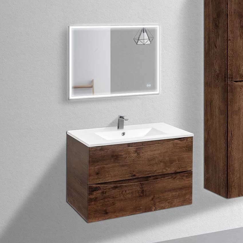 Мебель для ванной комнаты Vincea Mia 80 темный дуб, раковина VBS-13980