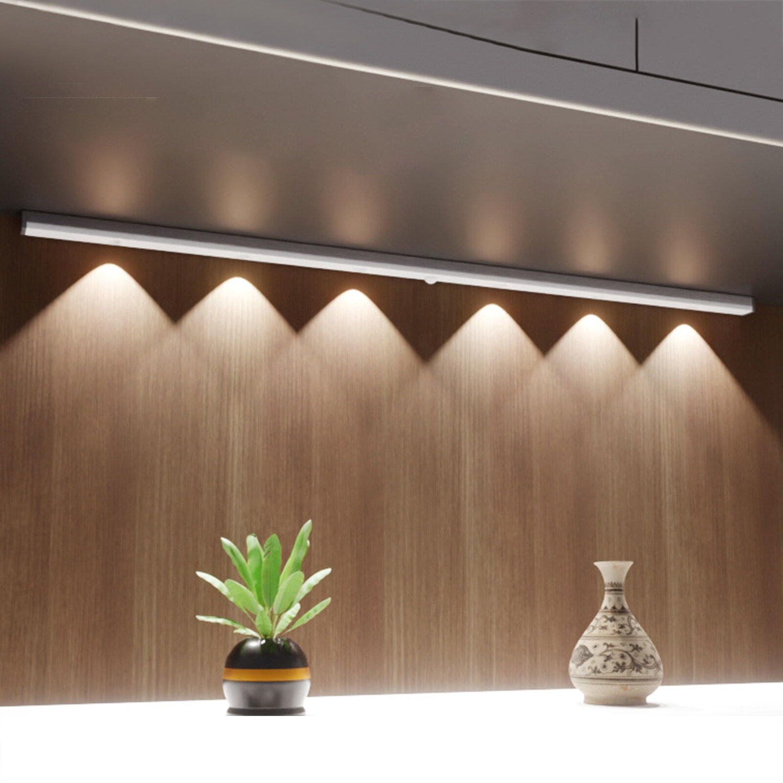 Подсветка шкафа Датчик движения Лампа Регулируемая яркость Освещение для шкафа Аккумуляторный кухонный ночник Подстольные светильники для шкафа Шкаф для шкафа