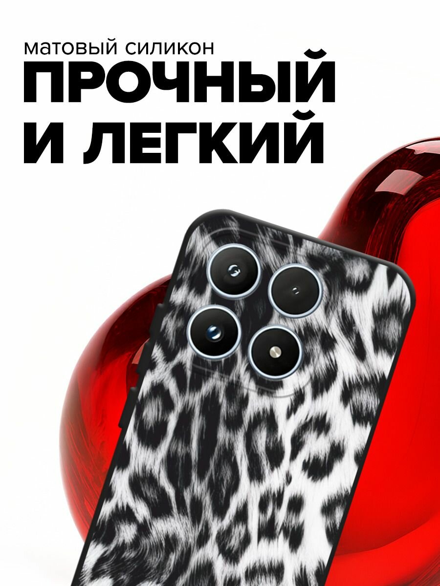 Черный матовый чехол на Xiaomi 17 / Сяоми 17 с принтом Снежный леопард — фото 1