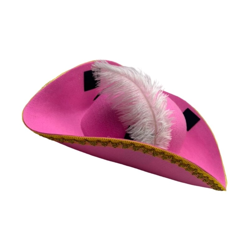 Треугольная пиратская шляпа- розовый