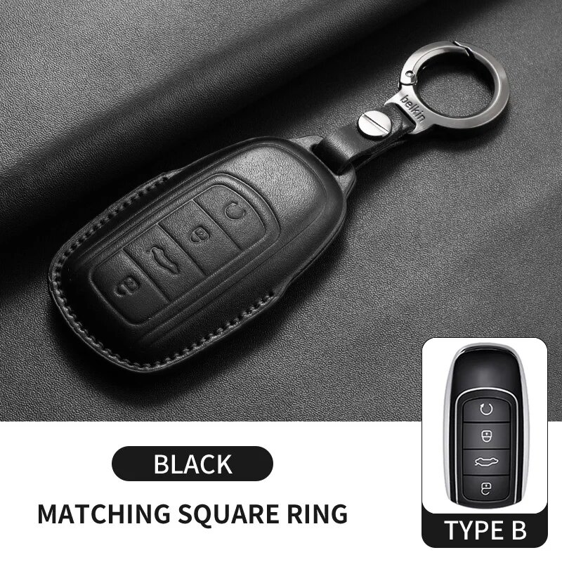 Кожаный чехол для автомобильного ключа для Chery Tiggo 8 8plus Plus 7pro Max Omoda 5 C5 Black-B-1