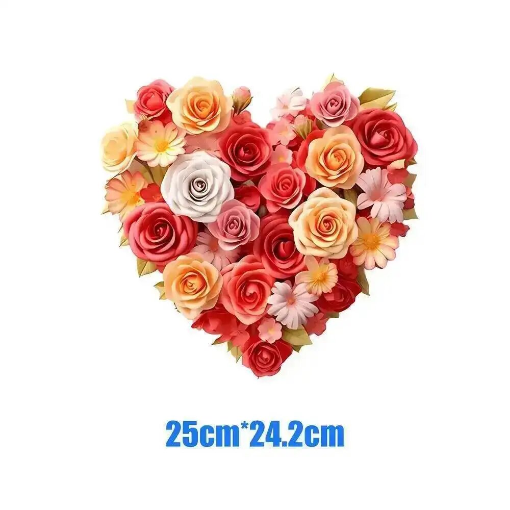 Наклейка на одежду цветы сердце, 25x24.2 см, Цвет: TH5100-9