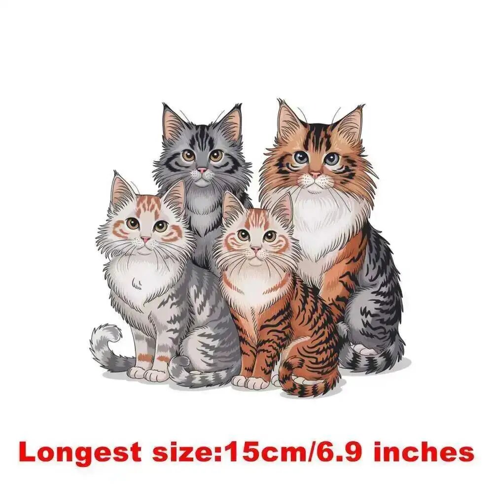 Детская термонаклейка Cat Family, Цвет: YTH0718-2, 15см