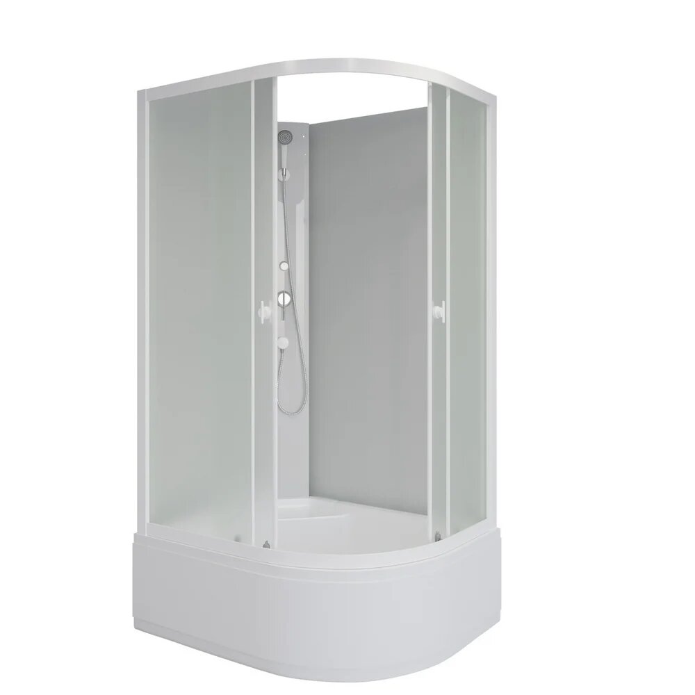 Душевая кабина Niagara Promo P110/80/40L/MT/BK стеклянная, 110x80, высокий поддон, открытая (без крыши), с матовым стеклом, без гидромассажа с белым профилем