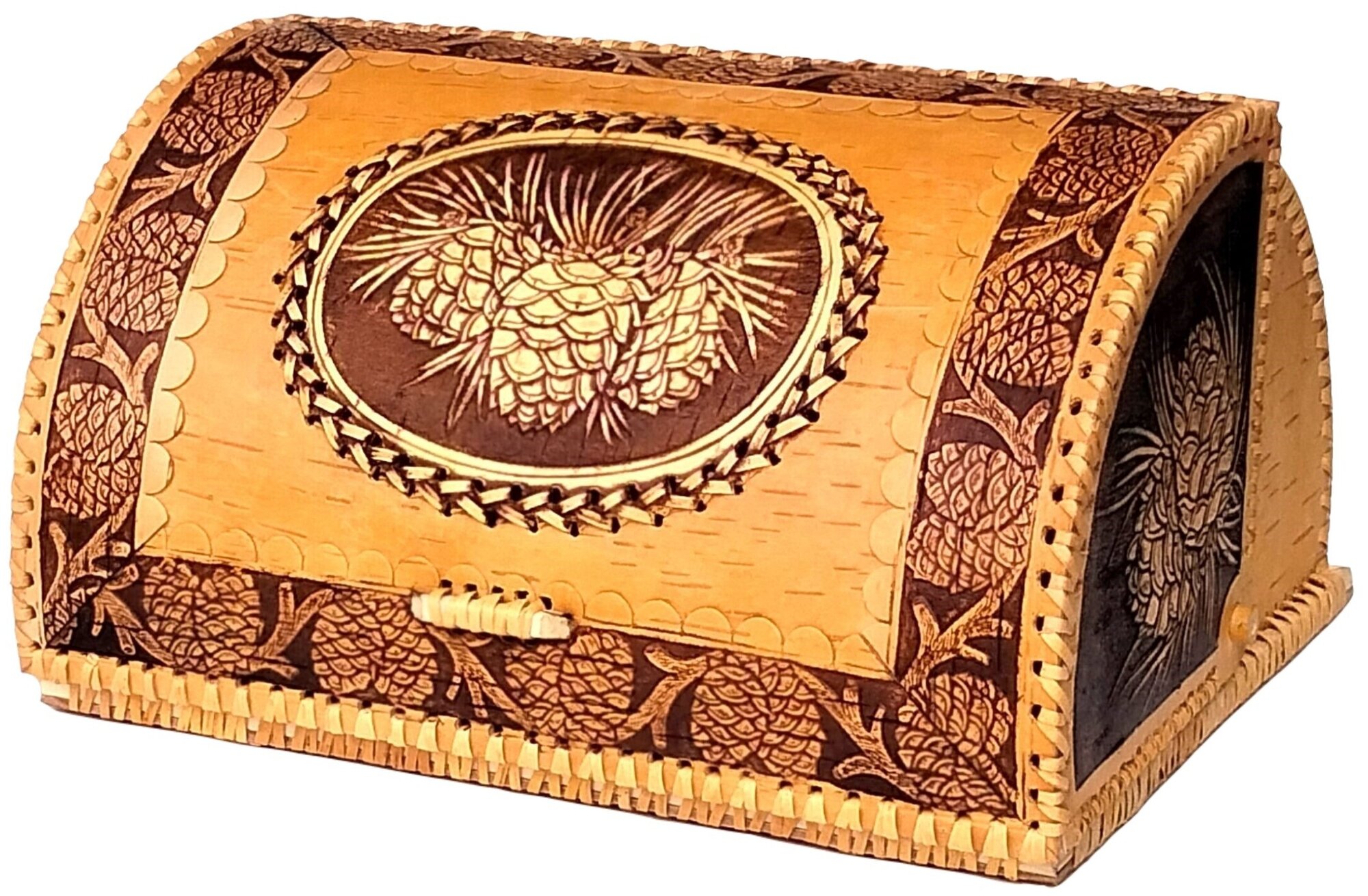 Хлебница из бересты "Шишки" , 30см*25см*17см, арт.0001131