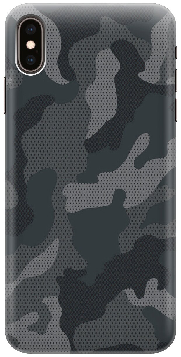 Силиконовый чехол на Apple iPhone XS Max / Эпл Айфон Икс Эс Макс с рисунком "Серо-синий камуфляж"
