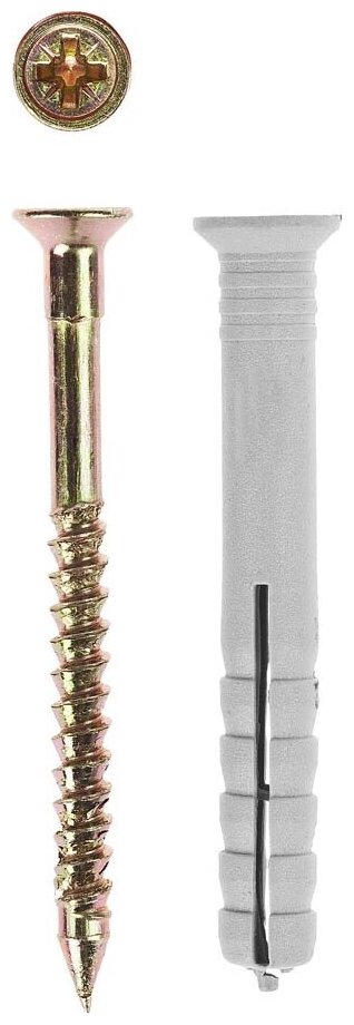 Дюбель-гвоздь полипропиленовый, потайный бортик, 8 x 140 мм, 500 шт, ЗУБР
