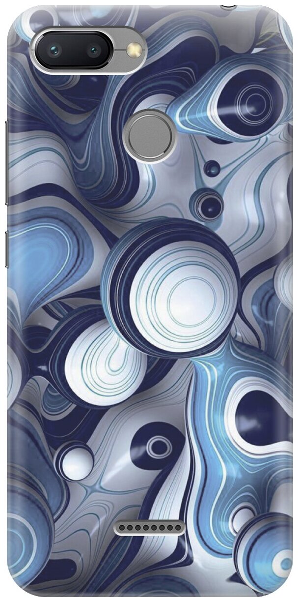 Силиконовый чехол Бело-синие капли на Xiaomi Redmi 6 / Сяоми Редми 6