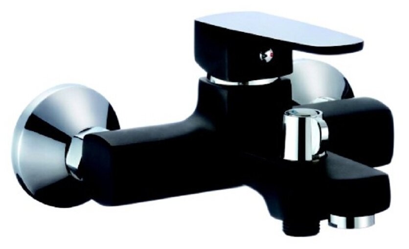 Смеситель для ванны и душа Rainsberg с коротким фиксированным изливом, черный