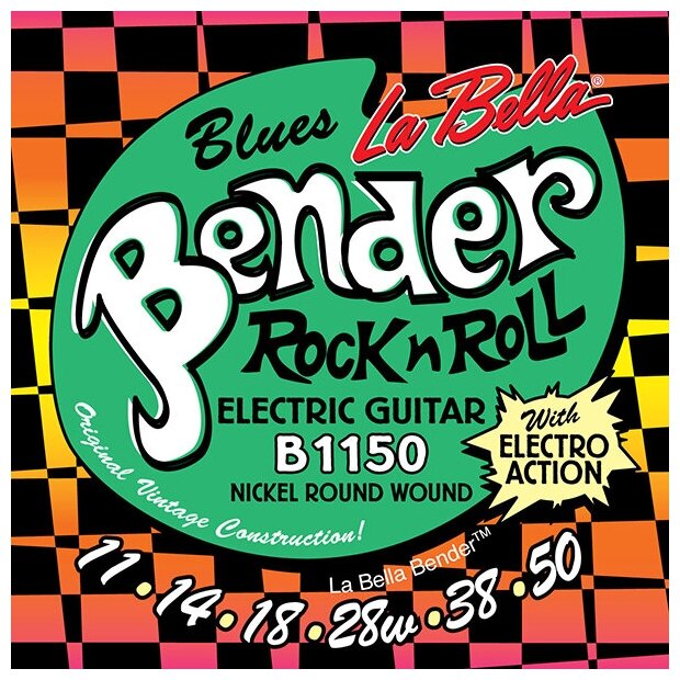 B1150 The Bender Blues Комплект струн для электрогитары, никелированные, 11-50, La Bella