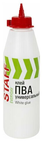 Клей ПВА универсальный 0.5 кг (бумага, картон, дерево), STAFF, 606429