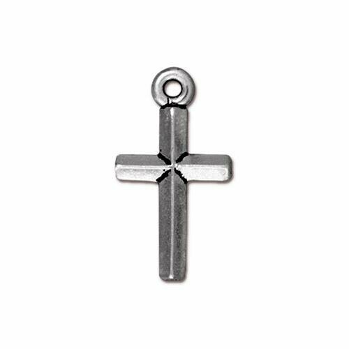 Подвеска, 20х11х2.5мм, TierraCast, Классический крест, базовый материал - оловянный сплав, посеребренный с чернением, 1 шт.
