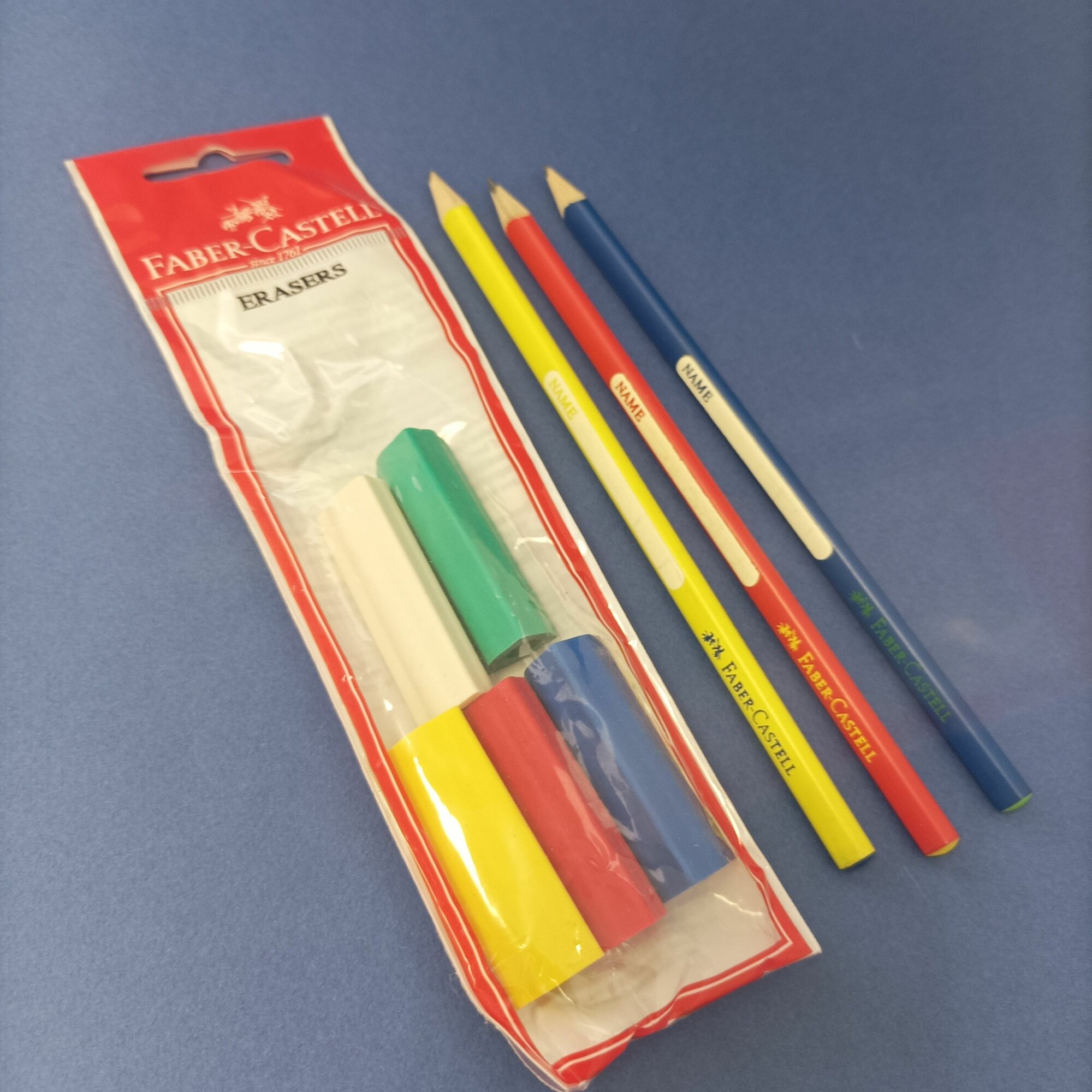 Ластик-держатель 5 шт + 3 карандаша Faber-Castell