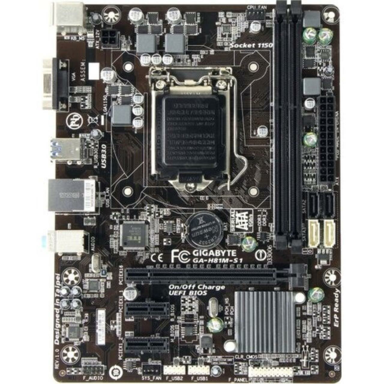 Материнская плата GIGABYTE GA-H81M-S1 rev2.1 LGA 1150 PCI-E Dsub GbLAN SATA MicroATX 2DDR3 БУ