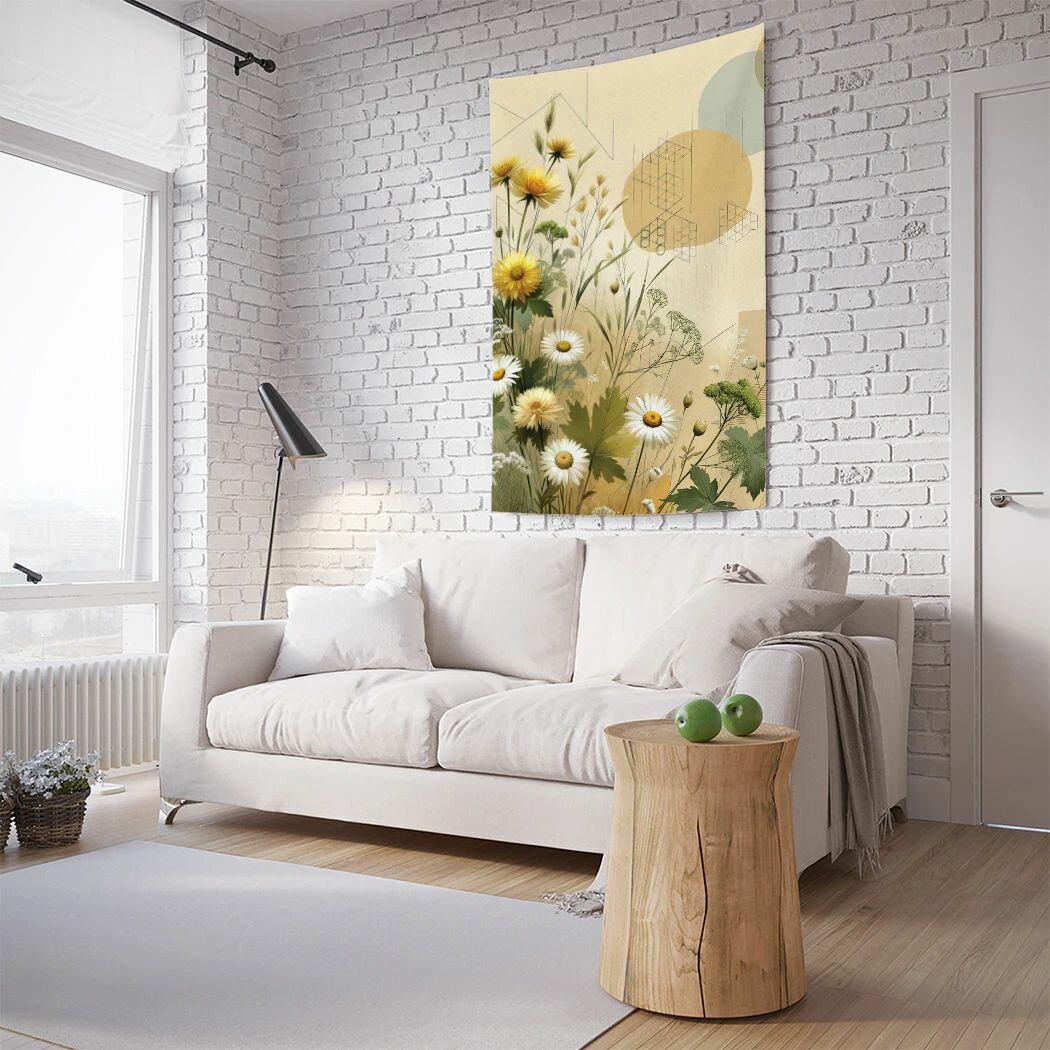 Вертикальное фотопанно на стену JoyArty "Цветочная графика", из ткани, 150х200 см