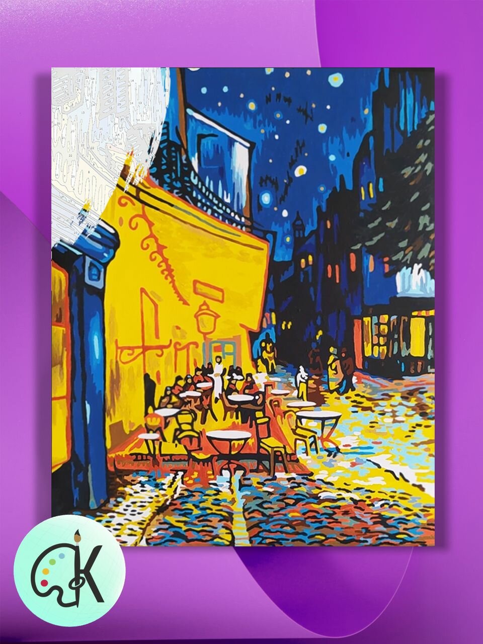 Картина по номерам на холсте Ван Гог - Ночной Ресторанчик, 30 х 40 см