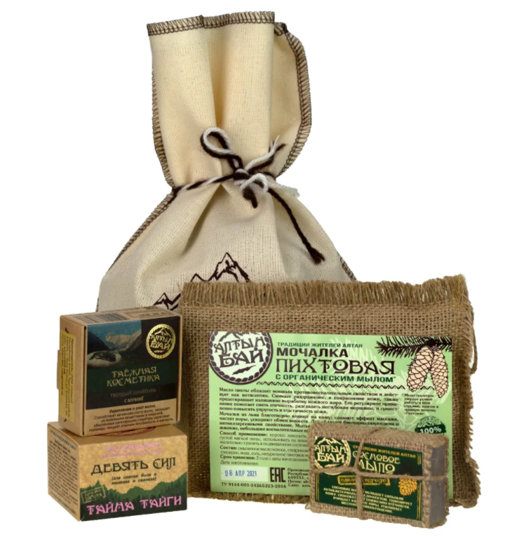 Подарочный набор натуральной косметики из Алтая ручной работы (5 предметов)